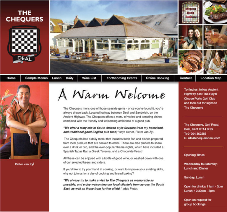 Geoff Strange, Chequers Restaurant, Deal : Web Site Concepts. Geoff Strange